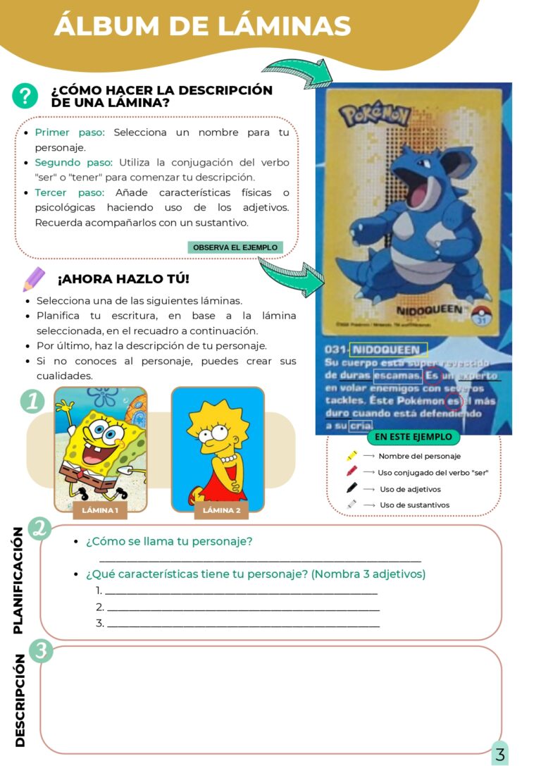 Selecciona una lámina y describe al personaje – actividad para trabajar ...